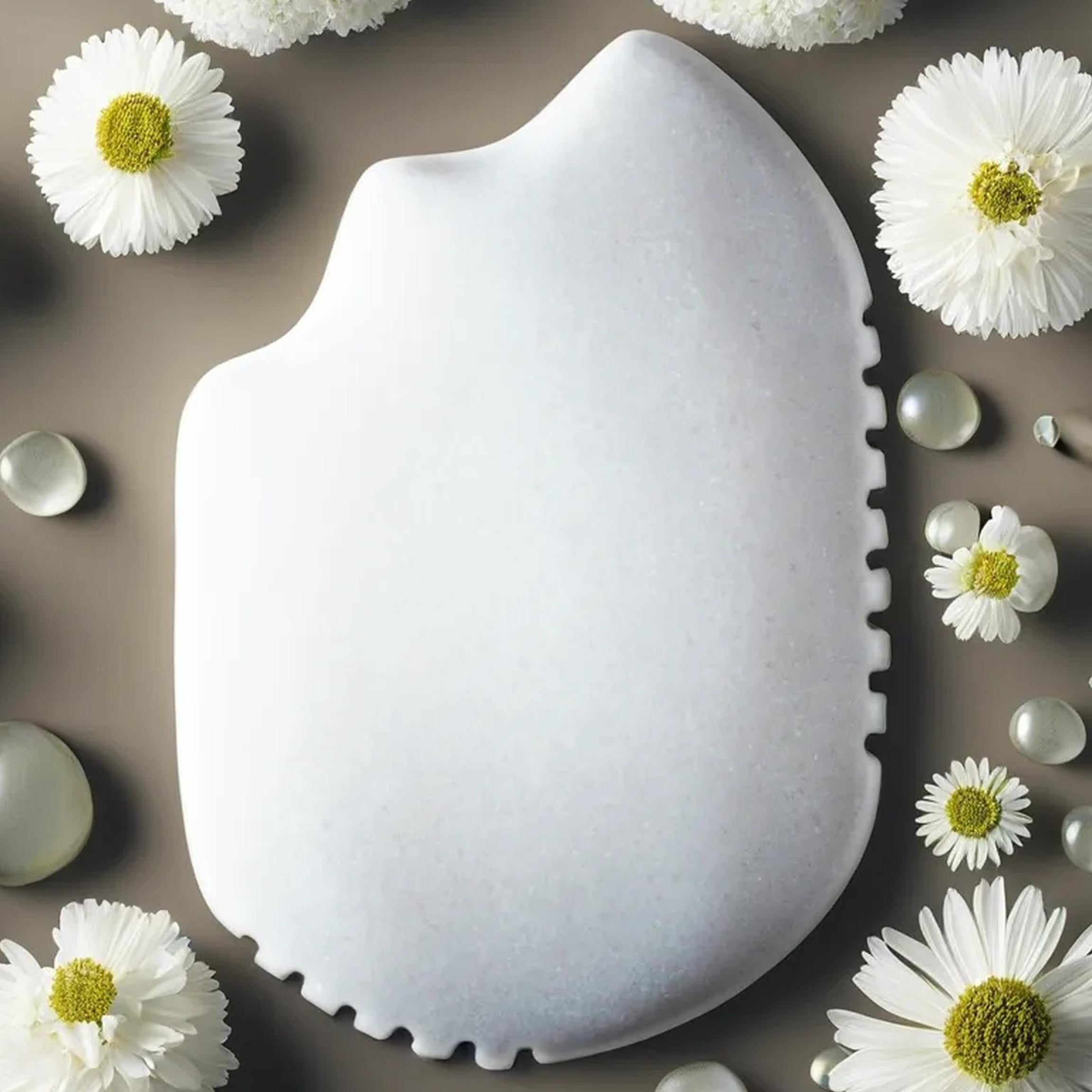 White Jade Gua Sha Stone with Jaw Curves & Anti-Snag Teeth - Wild Ice ...
